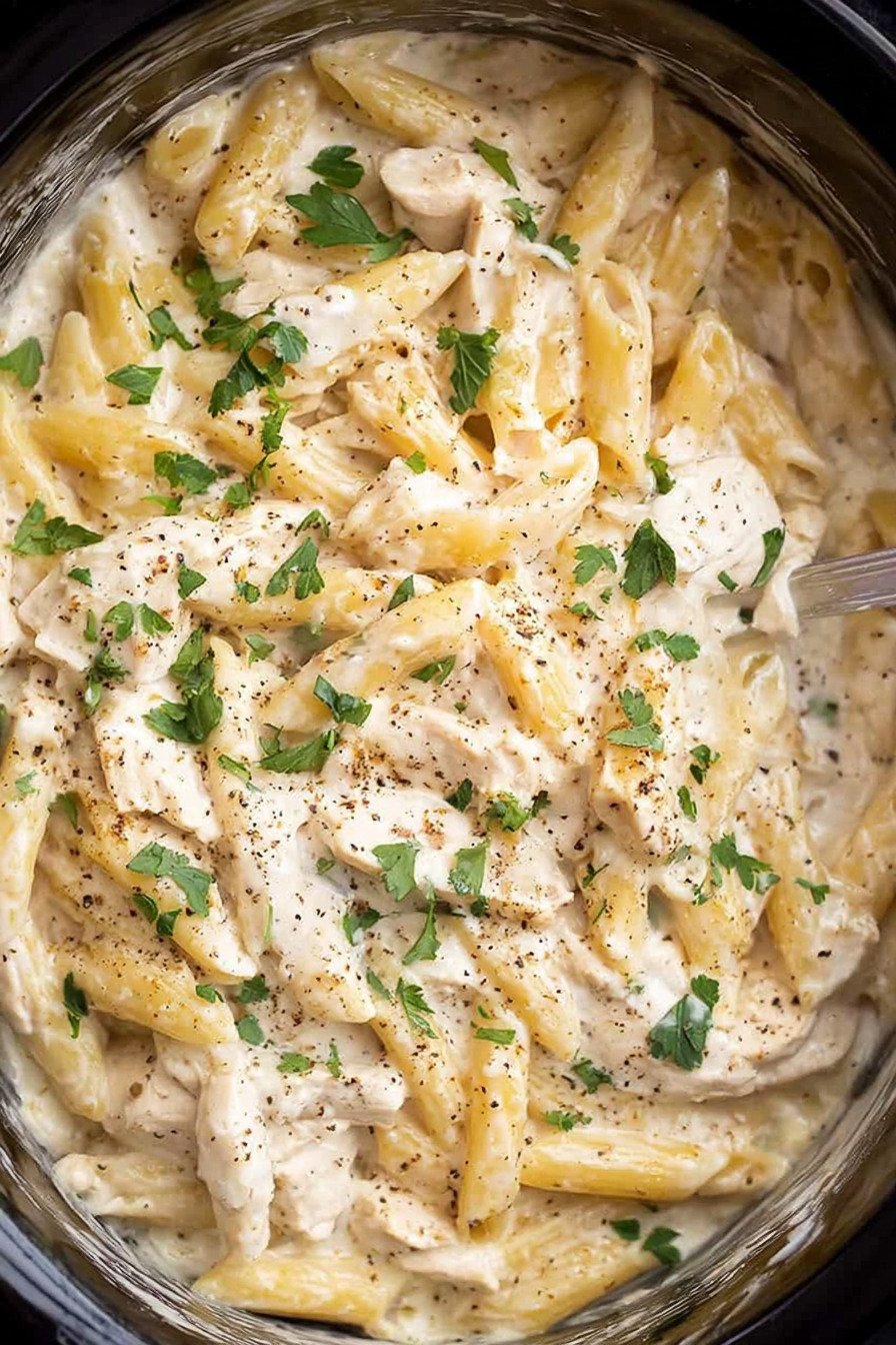 Crockpot Chicken Pasta Recipes Creamy Slow Cooker Alfredo